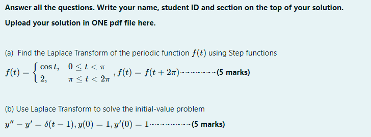 Solved Answer all the questions. Write your name, student ID | Chegg.com