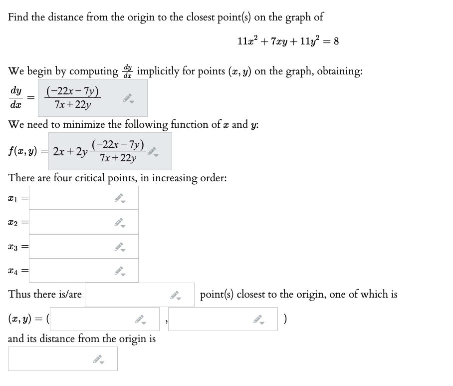Solved Find the distance from the origin to the closest | Chegg.com