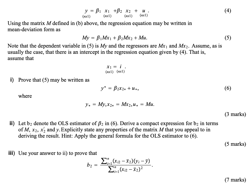 (a) Let i denote an nx1 unit vector ( a vector every | Chegg.com