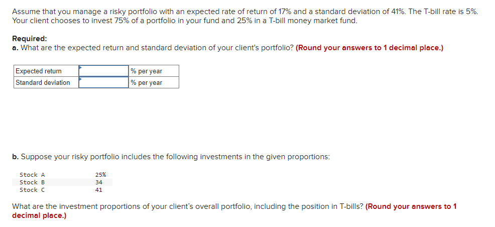Solved c. What is the reward-to-volatility ratio \\( (S \\) | Chegg.com
