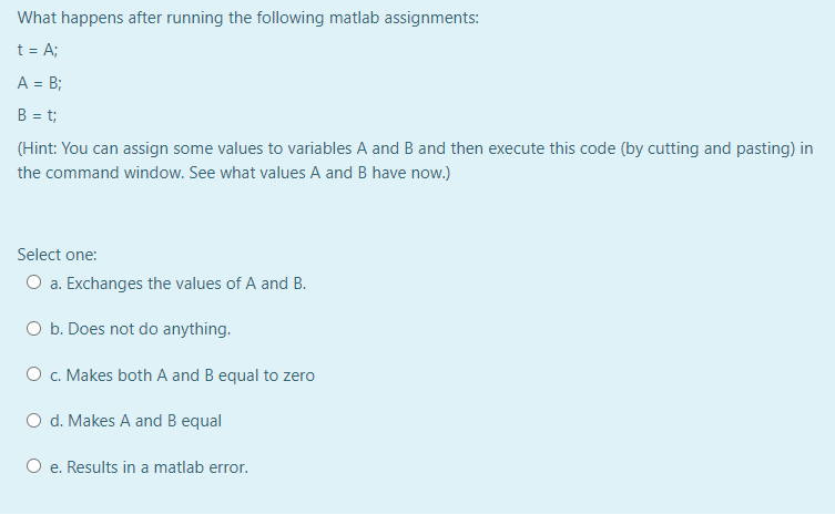 Solved What happens after running the following matlab | Chegg.com