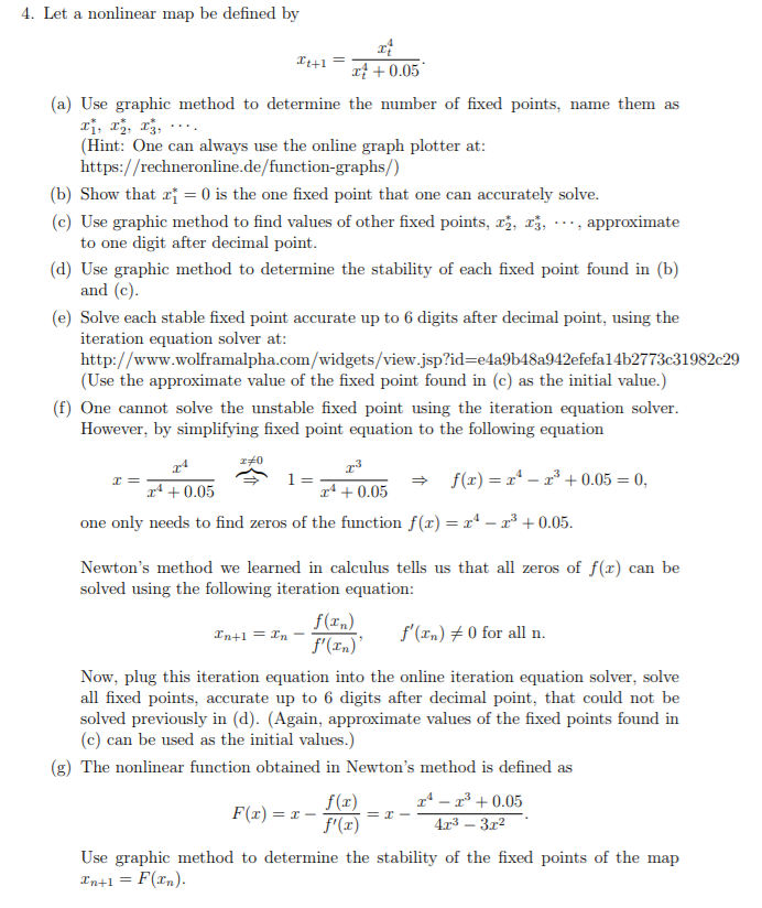 Solved . Let a nonlinear map be defined by (a) Use graphic | Chegg.com
