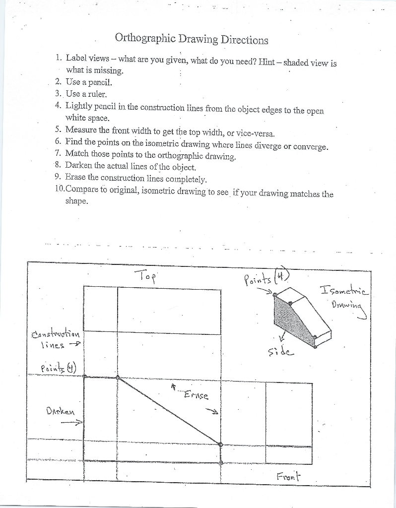 Solved Orthographic Drawing Directions 1. Label Views - what | Chegg.com