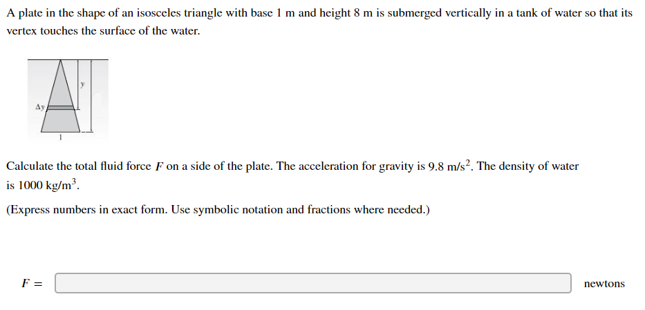 Solved A plate in the shape of an isosceles triangle with | Chegg.com