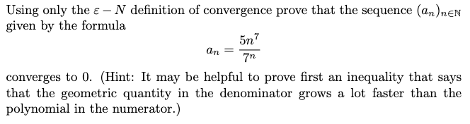 Solved Using only the € – N definition of convergence prove | Chegg.com
