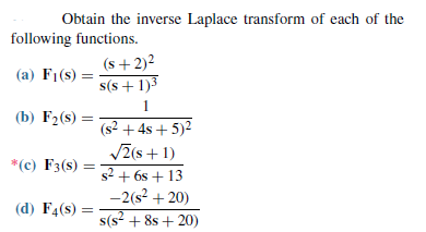 Solved Obtain the inverse Laplace transform of each of the | Chegg.com