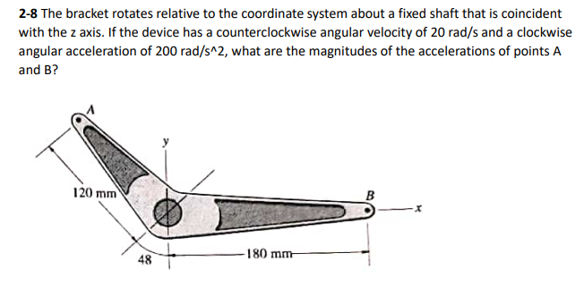 Solved 2-8 The bracket rotates relative to the coordinate | Chegg.com