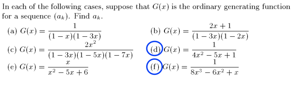 Solved 1 In each of the following cases, suppose that G(x) | Chegg.com
