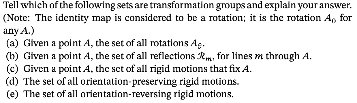 Solved Tell which of the following sets are transformation | Chegg.com