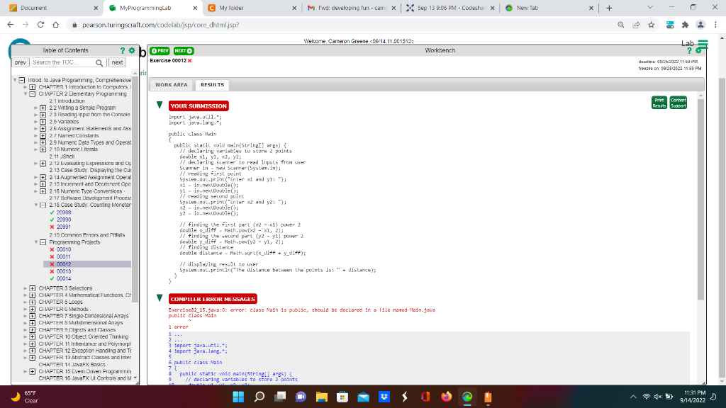 Solved JAVA: Pearson (Geometry: distance of two points) | Chegg.com