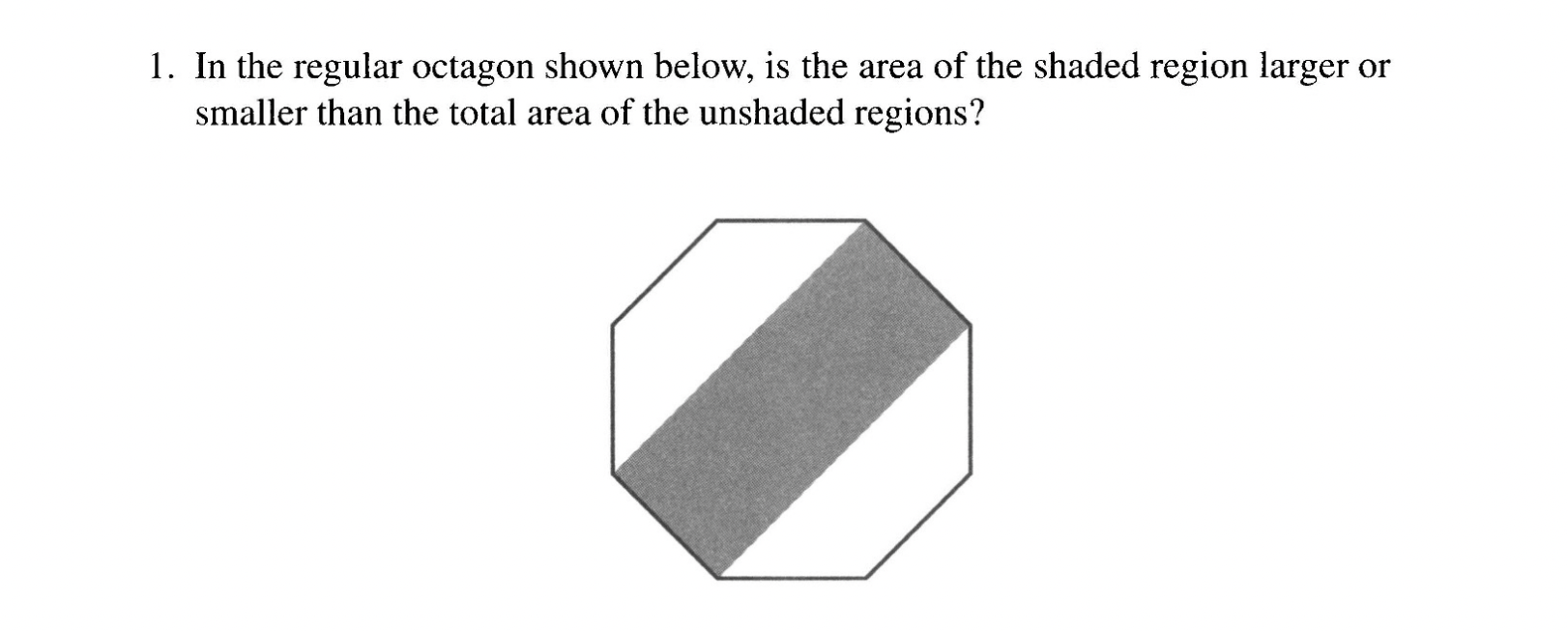 Solved In the regular octagon shown below, is the area of | Chegg.com