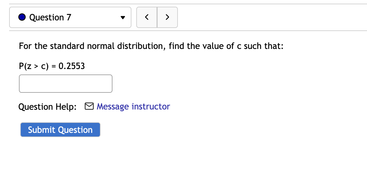 Solved Question 7For the standard normal distribution, find | Chegg.com
