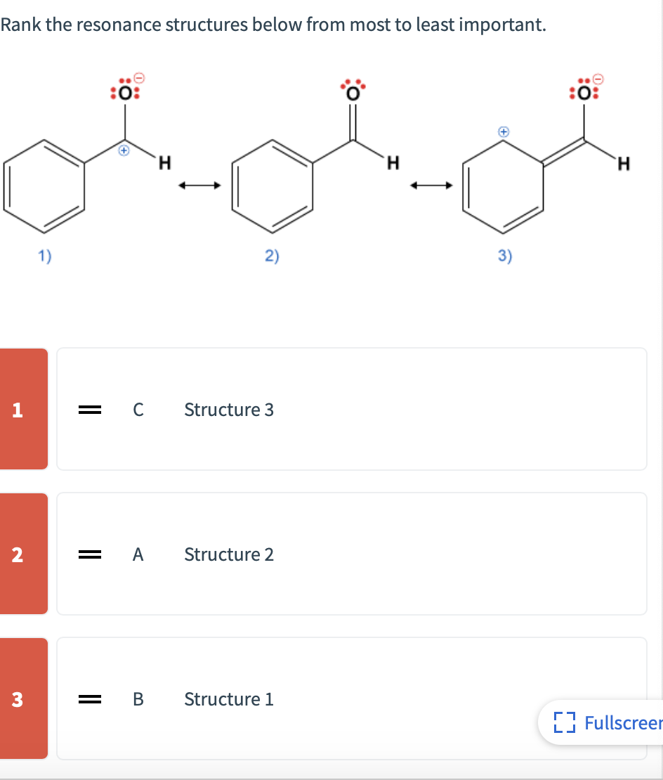 Solved Rank the resonance structures below from most to | Chegg.com