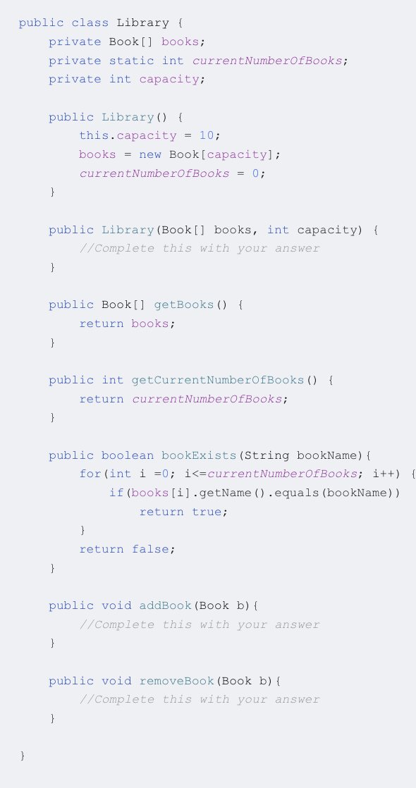 Solved write the methods that you have been asked to write - | Chegg.com