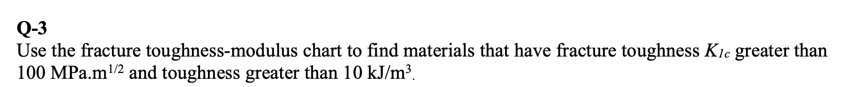 Solved Q-3 Use the fracture toughness-modulus chart to find | Chegg.com