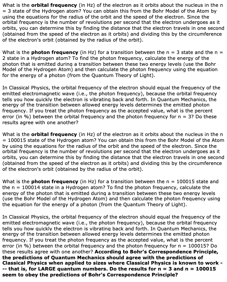 Solved What Is The Orbital Frequency In Hz Of The Electron