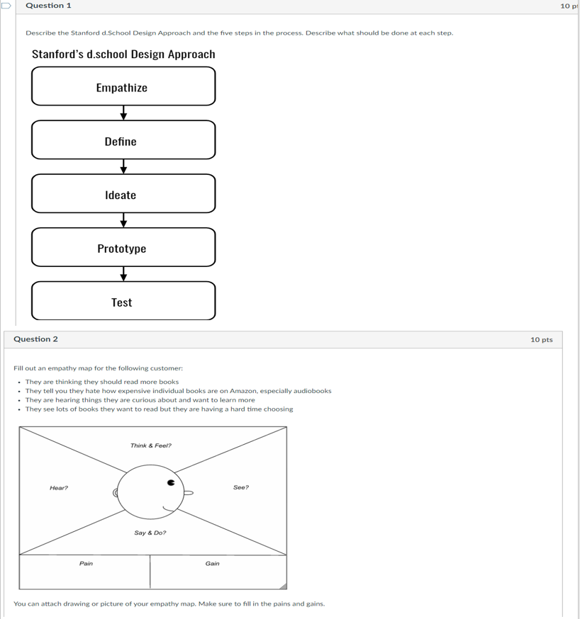 Solved Question 1 10 p Describe the Stanford d. School | Chegg.com