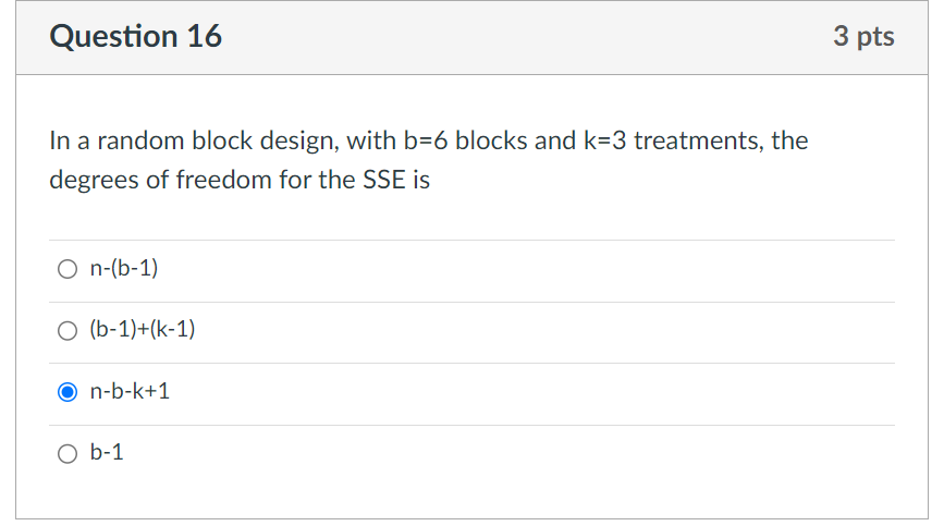 Solved In a random block design, with b=6 blocks and k=3 | Chegg.com