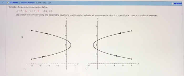 Solved 1/2 points 1 Previous Anewers SCalcET8 10.1.007 My | Chegg.com