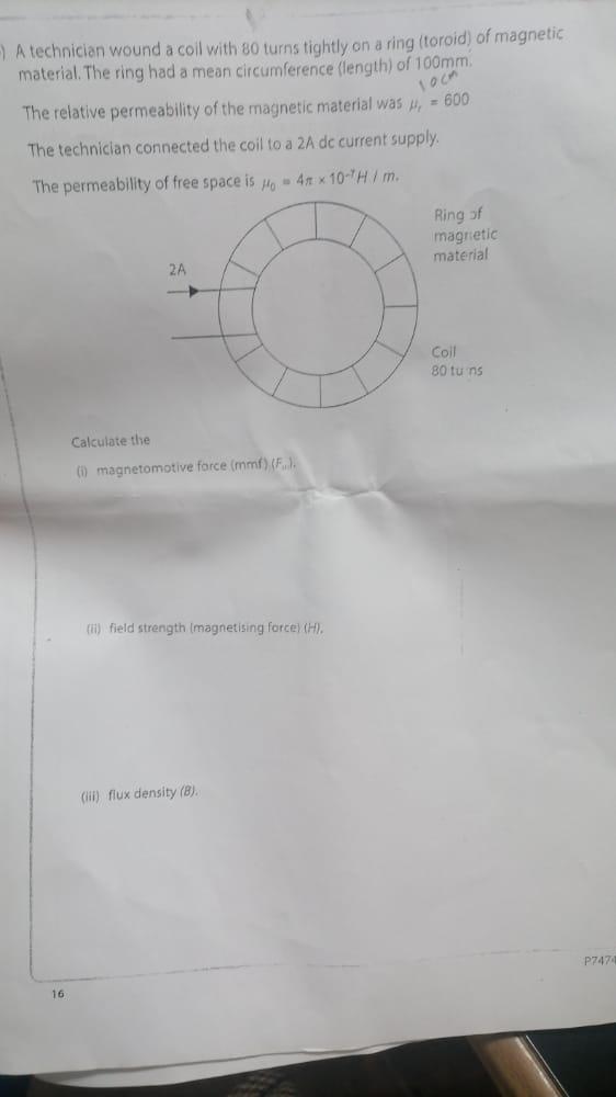 Solved A technician wound a coil with 80 turns tightly on a | Chegg.com