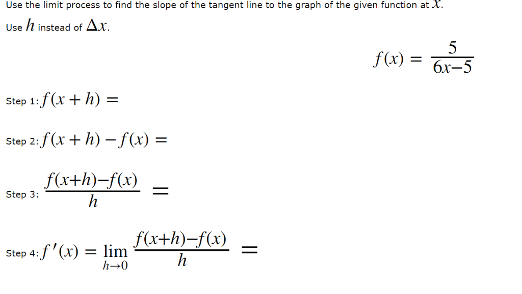 Solved Use the limit process to find the slope of the | Chegg.com