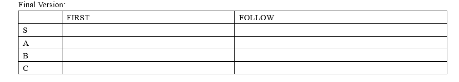 Solved Fill in the NULLABLE, FIRST, and FOLLOW sets for the | Chegg.com
