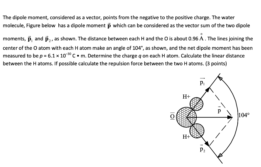 Solved The dipole moment, considered as a vector, points | Chegg.com