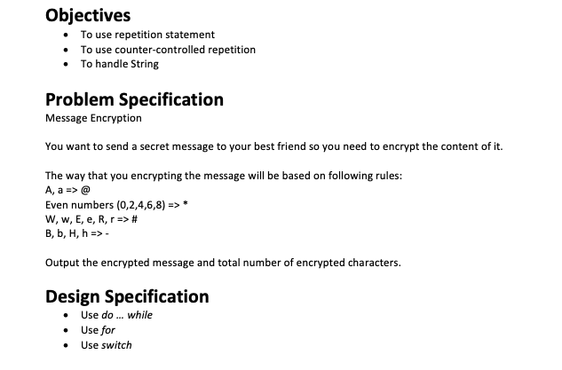 Solved Objectives To use repetition statement To use | Chegg.com