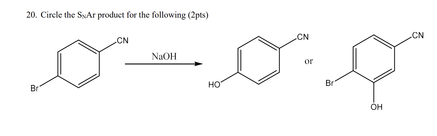 Solved Circle the SNAr ﻿product for the following (2pts) | Chegg.com