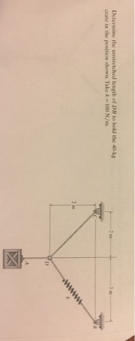 Solved Determine the unstretched length of DB to hold the | Chegg.com