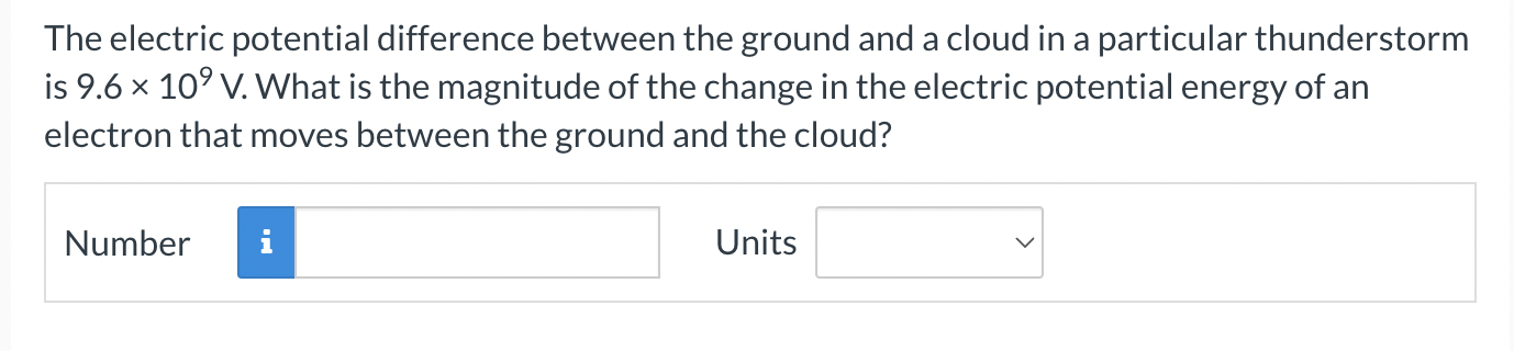 Solved The electric potential difference between the ground | Chegg.com