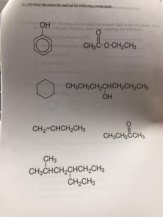 Solved Give the name for each of the following compounds. | Chegg.com