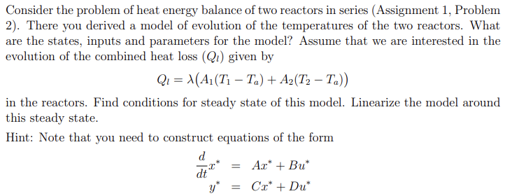 Solved Consider the problem of heat energy balance of two | Chegg.com