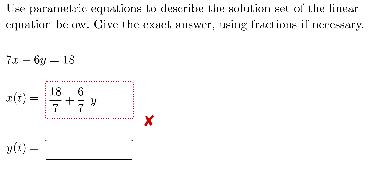 Solved Use parametric equations to describe the solution set | Chegg.com