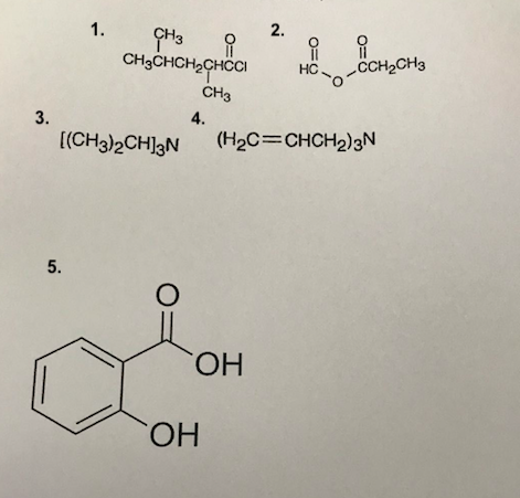 Solved 1. 2. CH3 CH3CHCH2CHCCI 요 요 HC CCH2CH3 CH3 3. 4. | Chegg.com