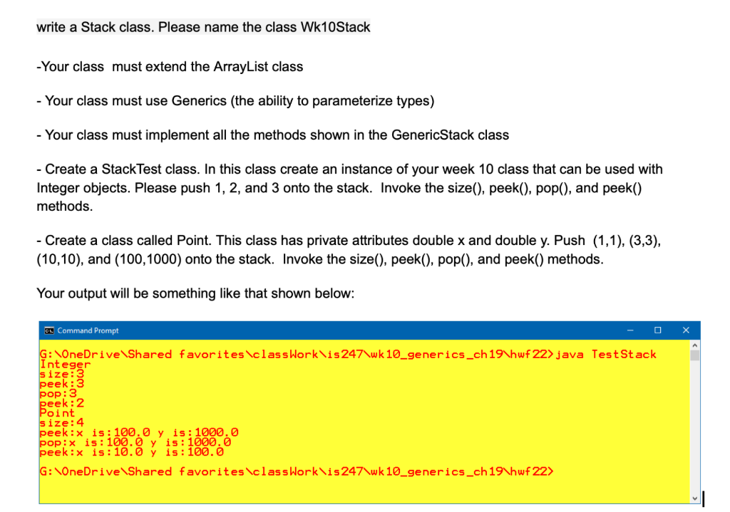 Solved Write A Stack Class Please Name The Class Wk10stack 3328