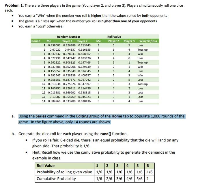 Problem 1: There are three players in the game (You, | Chegg.com