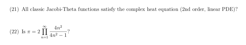 Solved (21) All classic Jacobi-Theta functions satisfy the | Chegg.com