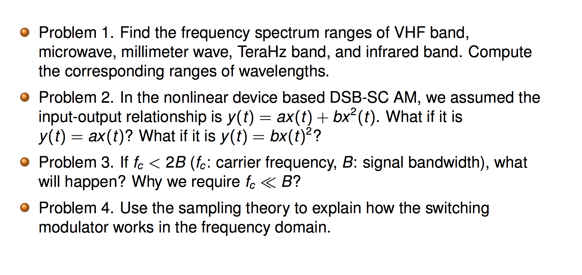 Problem 1. Find the frequency spectrum ranges of VHF | Chegg.com