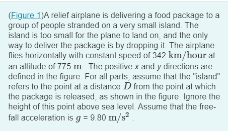 Solved After a package is dropped from the plane, how long | Chegg.com