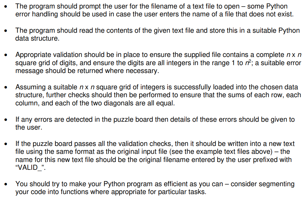 Solved Task (Magic Square Puzzle): . Write a Python program | Chegg.com