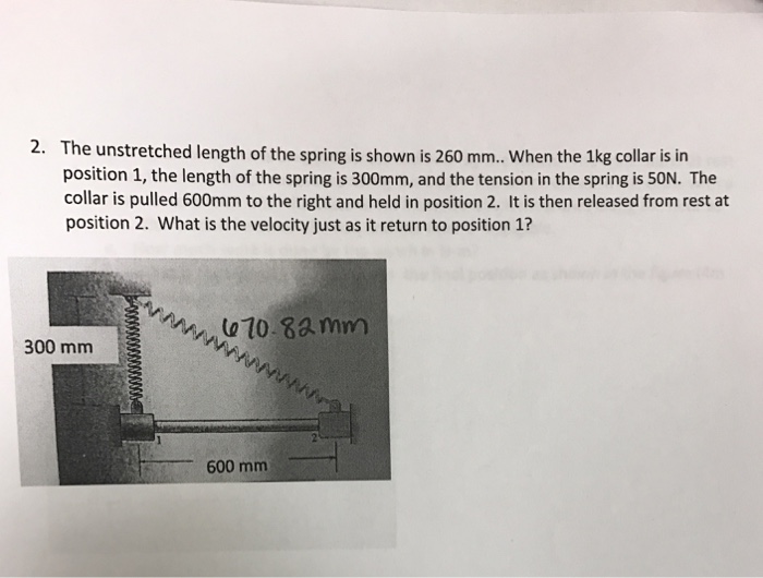 Solved The unstretched length of the spring is shown is 260 | Chegg.com