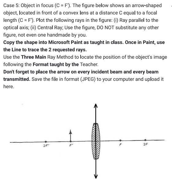 Solved Case 5: Object in focus (C=F′). The figure below | Chegg.com