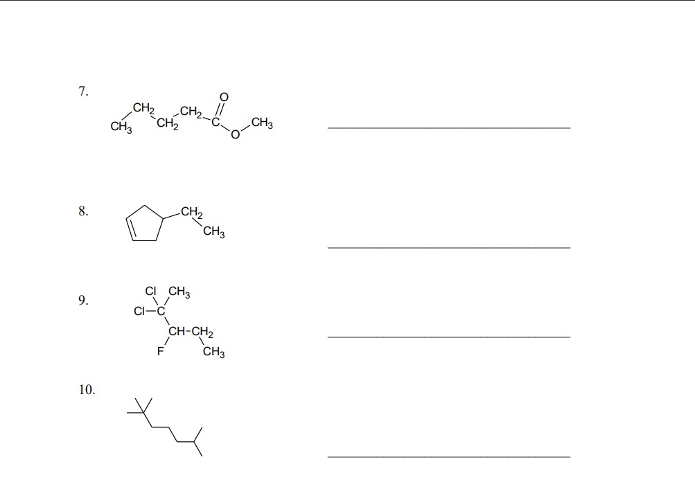 Solved Name (questions 7-10) and write structural formula | Chegg.com
