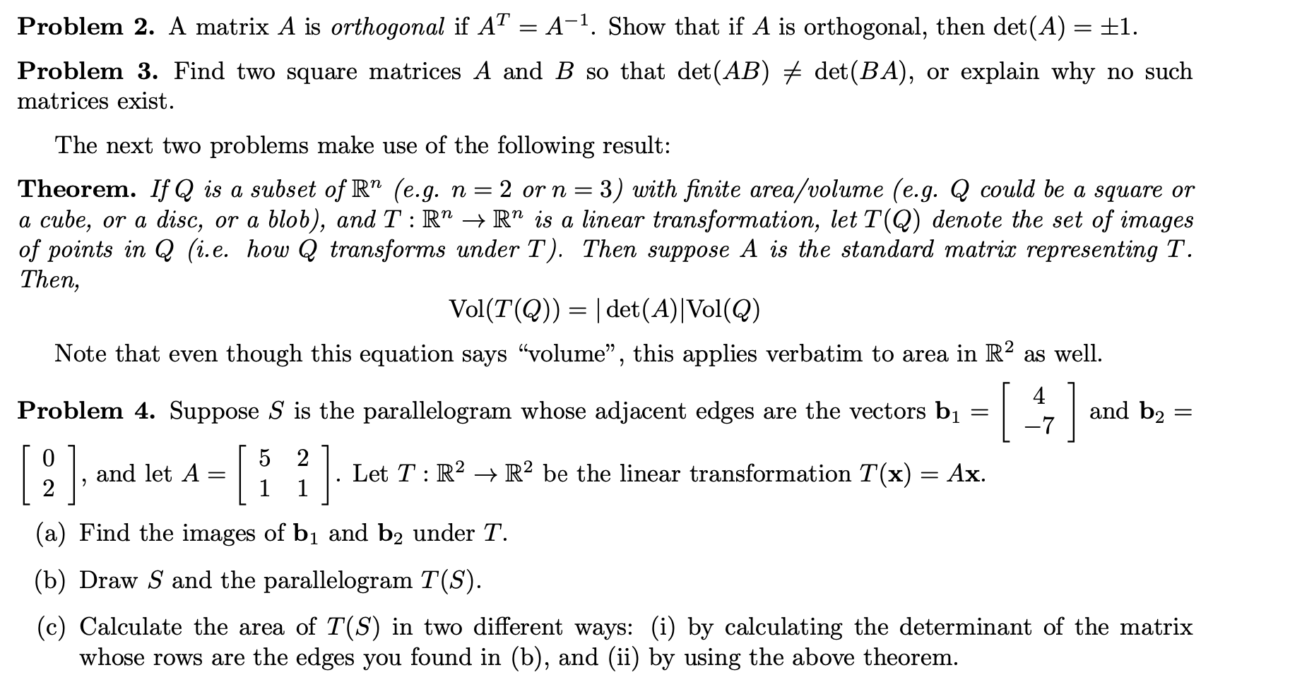 Solved Problem 2 A Matrix A Is Orthogonal If At A 1 Show 