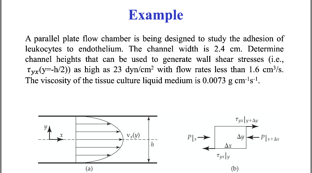Solved A parallel plate flow chamber is being designed to | Chegg.com