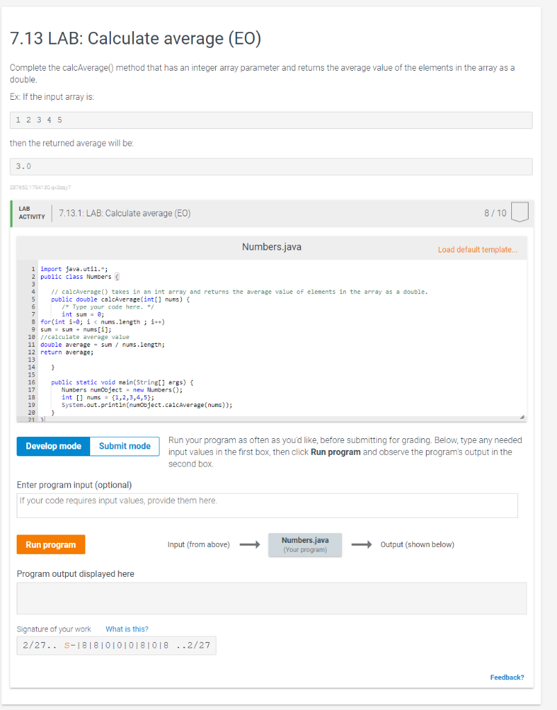 Solved 7.16 LAB: Remove all even numbers from an array (EO) | Chegg.com