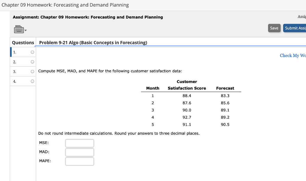 Solved Chapter 09 Homework: Forecasting and Demand Planning | Chegg.com
