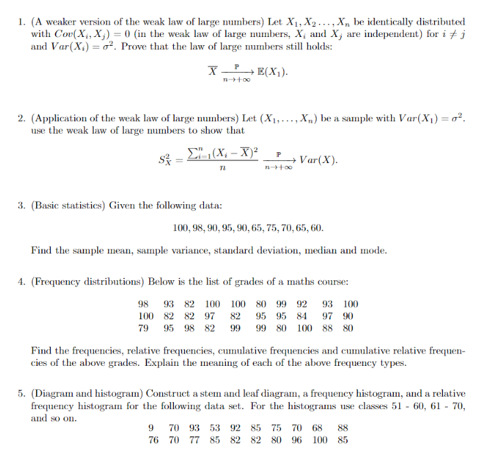 Solved 1. (A weaker version of the weak law of large | Chegg.com