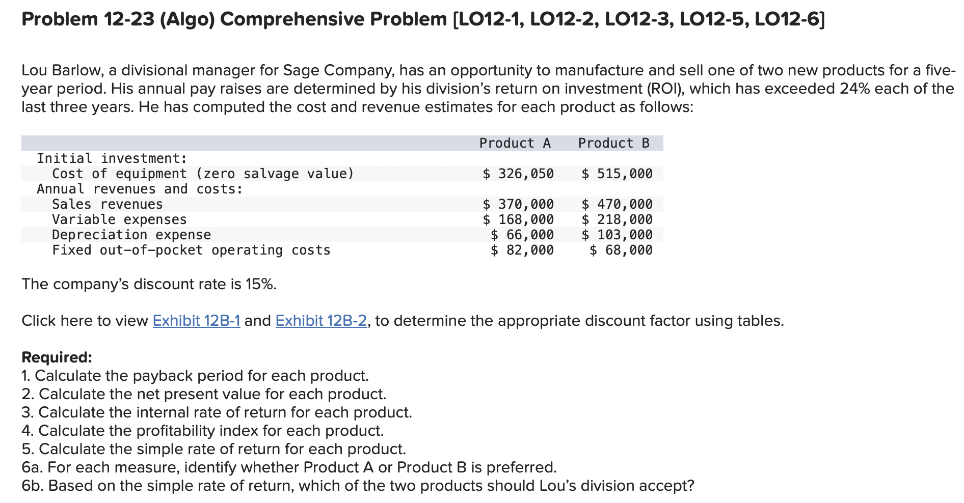 Solved Problem 12-23 (Algo) Comprehensive Problem [LO12-1, | Chegg.com